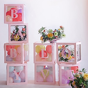 Agyvvt Wedding Party Birthday Balloon Box Decorations (4 Pink Boxes) | 4Letters (L O V E)