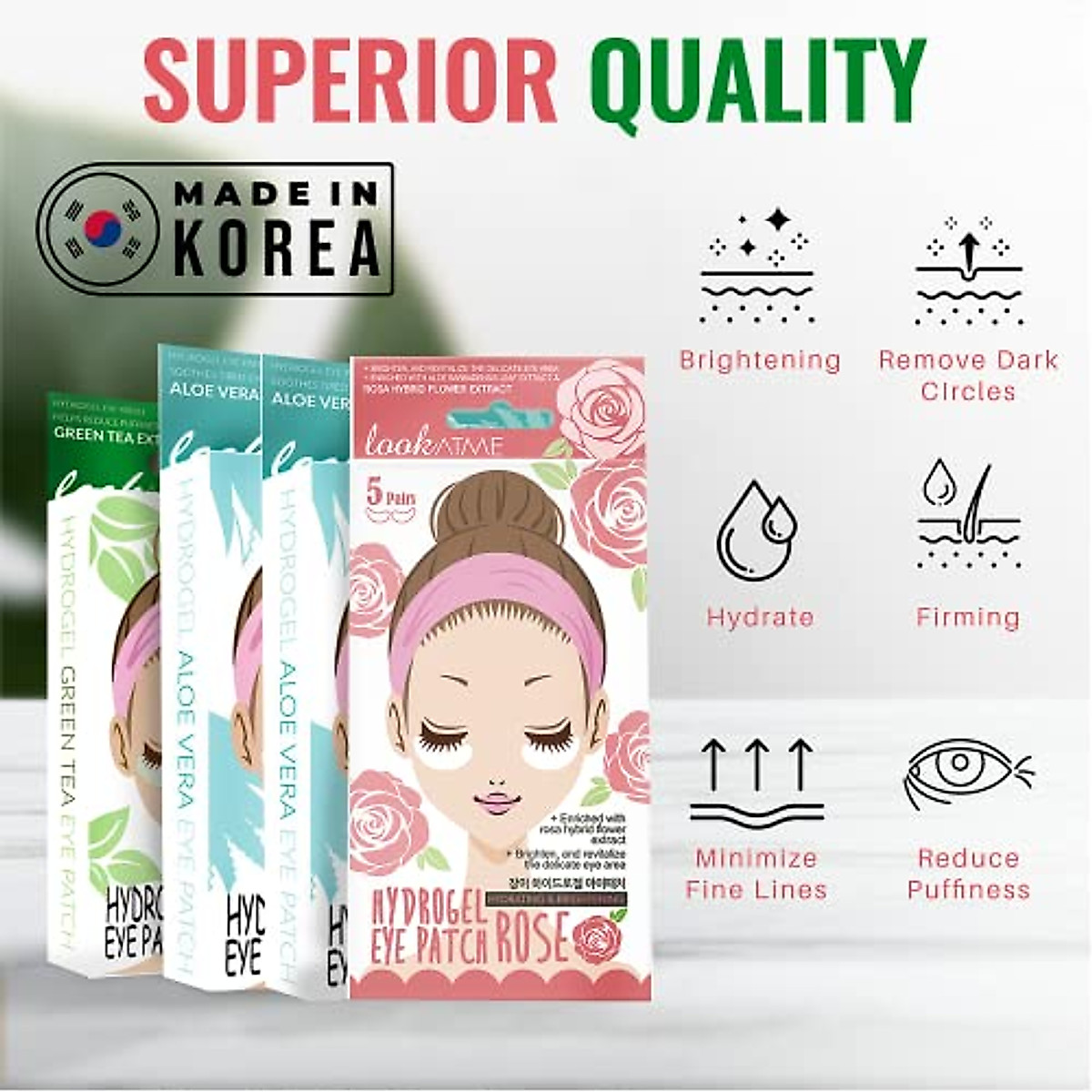 Under Eye Patches for Dark Circles and Puffiness (20 Pairs) - Korean Skin Care Caffeine Collagen Eye Patches for Puffy Eyes -Hydrogel Eye Patch - Under Eye Mask - Aloe Vera Rose Green Tea Gel Eye Pads