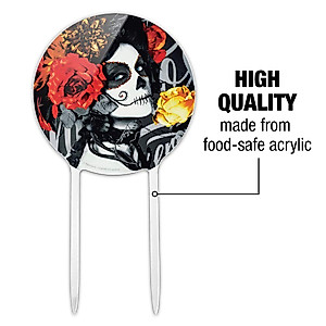 Acrylic Dia de los Muertos Day of the Dead Woman Tattoo Cake Topper Party Decoration for Wedding Anniversary Birthday Graduation