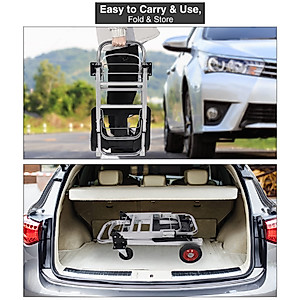 RedSwing Folding Hand Truck Dolly, Aluminum Convertible Hand Truck with 4 Wheels, 2 in 1Heavy Duty Hand Truck Dolly Cart(Silver)