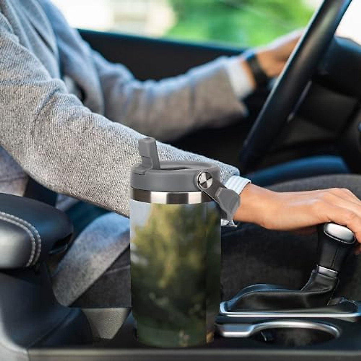 30oz Stainless Steel Insulated Tumbler with Flip Lid & Straw, Leakproof Travel Mug for Car, Cute Funny Rabbit Double Wall Vacuum Thermal Coffee Cup with Handle, Spill-Proof Design for Hot/Cold Drinks