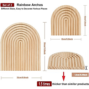 Homtik Set of 2 Wooden Arch Boho Decor for Shelf, Fireplace Mantel, Counter, Table, Dresser - Mid Century Modern Decorative Object Aesthetic Decorations for Living Room, Kitchen, Home Office, Nursery