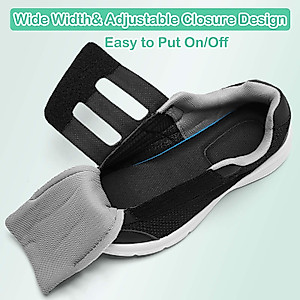 alcubieree Womens Wide Width Shoes Adjustable Strap Shoes Orthopedic Walking Sneakers for Elderly Diabetic Fasciitis for Foot Pain Relief Black