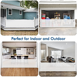 115 Inch Wide Baby Gate Retractable Dog Gate for Extra Wide Openings Extra Long Baby Gate Upgrade Pet Gates for Dogs Indoor Outdoor Retractable Baby Gates Large Baby Gate for Stairs, Doorways, White