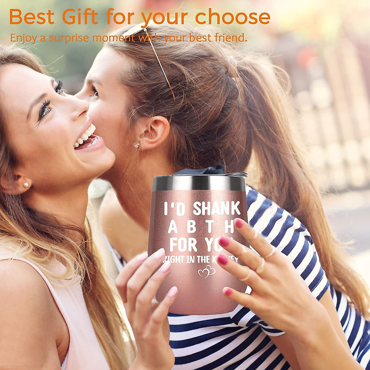 BeBeiZi 12 oz Stainless Steel Wine Tumbler, I'd ShankAB For You Right In The Kidney, Vacuum Insulated Wine Tumbler with Straw and Lid, Gift for Women Wife Birthday Mom, Wife, Sister, Daughter