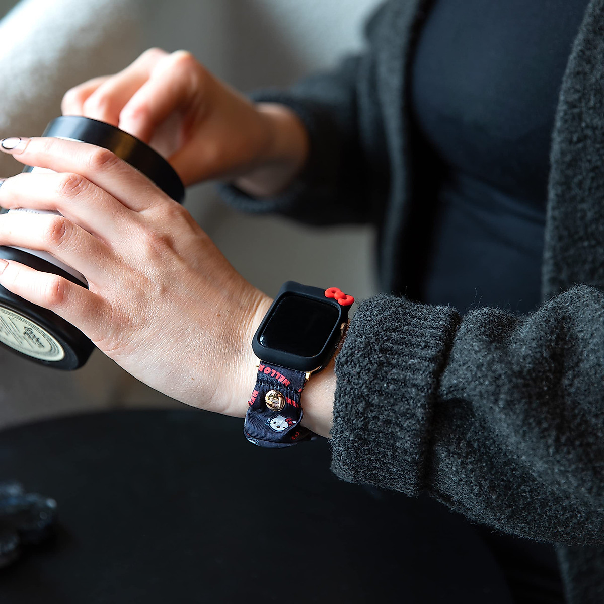 Sonix x Sanrio Apple Watch Cover | Bumper Case for Apple Watch | Protective Silicone Cover | Fits 38mm/40mm/41mm | Hello Kitty - Black