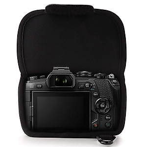 MegaGear Ultra Light Neoprene Camera Case Compatible with Olympus OM-D E-M1 Mark III, E-M1 Mark II (12-40mm), Black (MG1070)