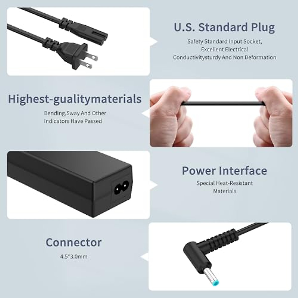 45W 19.5V 2.31A Laptop Charger for HP EliteBook Charger 850 840 830 820 755 745 735 725 G3 G4, Folio 1040 G1 G2 G3; ProBook 650 645 640 470 455 450 445 440 430 G4 G5 AC Adapter Power Supply