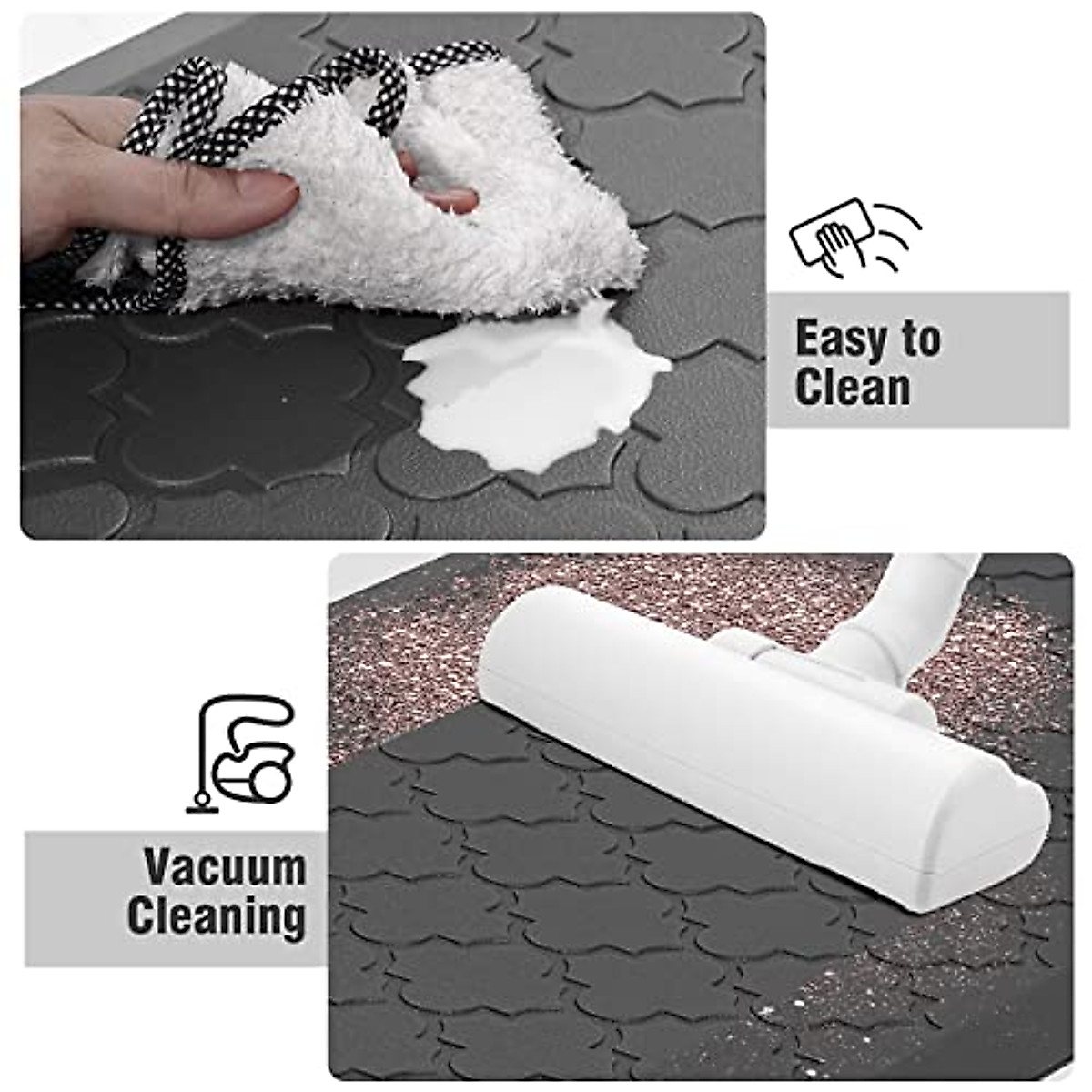 MAYHMYO Kitchen Mat Anti Fatigue Floor Mat 1/2 Inch Cushioned Mat Grey Kitchen Rug Non Slip Waterproof Memory Foam Ergonomic Comfort Rug Standing Desk Mat for Office Sink Laundry,17"X 29"