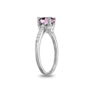 GemStar USA Sterling Silver Purple CZ and White Topaz Oval Crown Ring, Size 6