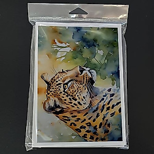 Caroline's Treasures DAC2944GCA7P Leopard Greeting Cards Pack of 8 Blank Cards with Envelopes Whimsical A7 Size 5x7 Blank Note Cards