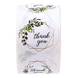 500pcs Thank You Stickers,1" Round Greenery Frames Thank You Stickers Roll 4 Floral Designs Thank You Envelope Labels Perfect for Gift Wraps, Birthday Party Favors
