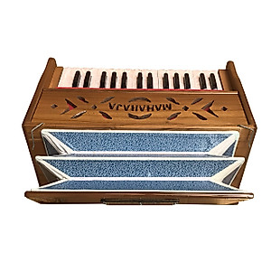 Harmonium #1, Maharaja Musicals, Handmade Harmonium, 2.5 Octave (Saptak), Standing, Burma Teak, Two Bellow, Padded Bag, Tuned A440, Natural Color, PDI-FFH