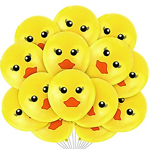 60 Pieces Yellow Duck Latex Balloons Cartoon Duck Printed Balloons Cute Duck Face Latex Balloons for Wedding Birthday Party Baby Shower Classroom Decoration, 12 Inches