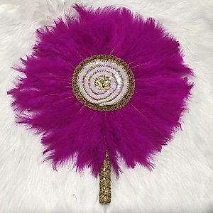 African Custom Wedding Feather Hand Fan for Wedding Handmade Lady Turkey Feather Fan Craft for Wedding Party Bride Hand Held Fan