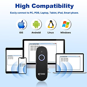 Mini 2D Bluetooth Barcode Scanner 2.4G Wireless Barcode Scanner, 2-in-1 Portable 1D 2D QR Code Scanner Work with iOS Android iPhone iPad Tablet Windows PC POS for Store Warehouse Inventory Library
