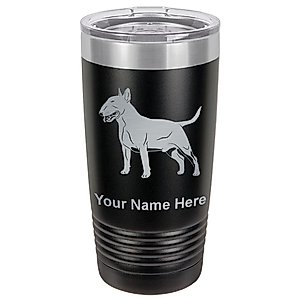 LaserGram 20oz Vacuum Insulated Tumbler Mug, Bull Terrier Dog, Personalized Engraving Included (Black)