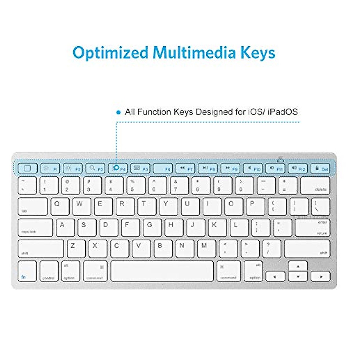 OMOTON Ultra-Slim Bluetooth Keyboard for iPad 10.2(9th/ 8th/ 7th Generation)/ 9.7, iPad Air 4th Generation, iPad Pro 11/12.9, iPad Mini, and More Bluetooth Enabled Devices, White
