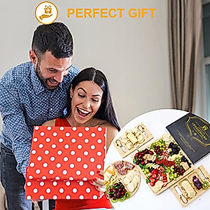 Vestaware Charcuterie Boards Gift Set, Large Charcuterie Board Set with Round Fruit Plate, Cheese Boards Charcuterie Boards - Wedding Gifts for Couple, Bridal Shower Gift, House Warming Gifts New Home
