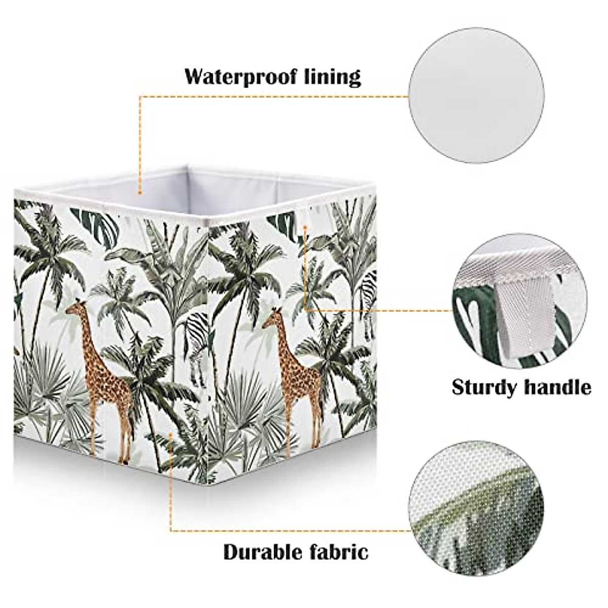 RunningBear Giraffe Zebra Storage Basket Storage Bin Square Collapsible Storage Cubes Nursery Storage Hamper Organizer for Home Office