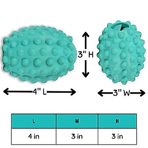 Dog Toy Topia Dog Toys ∣ Dog Toys for Aggressive Chewers ∣ Rubber Ball Dog Toys Soft Treat Dispensing Dog Toys for Large Dogs Rugby Treat Ball Toys, Turquoise, Pack 1