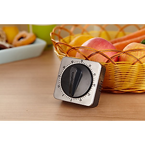 Kitchen Timer 60 Minute Timing with 80dB Alarm Sound Magnetic Countdown Timer Home Cooking Baking Washing Steaming Manual Timer Stainless Steel Face Mechanical Timer