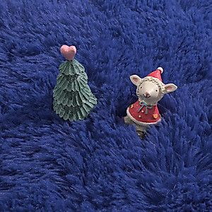 Gifeas Navy Blue Round Rug for Girls Bedroom, Fluffy Circle Rug 4'X4' for Kids Room Decor, Shaggy Circular Rug for Baby Nursery Dorm, Upgrade Fuzzy Plush Rug for Living room, Cute Room Decor for Teens