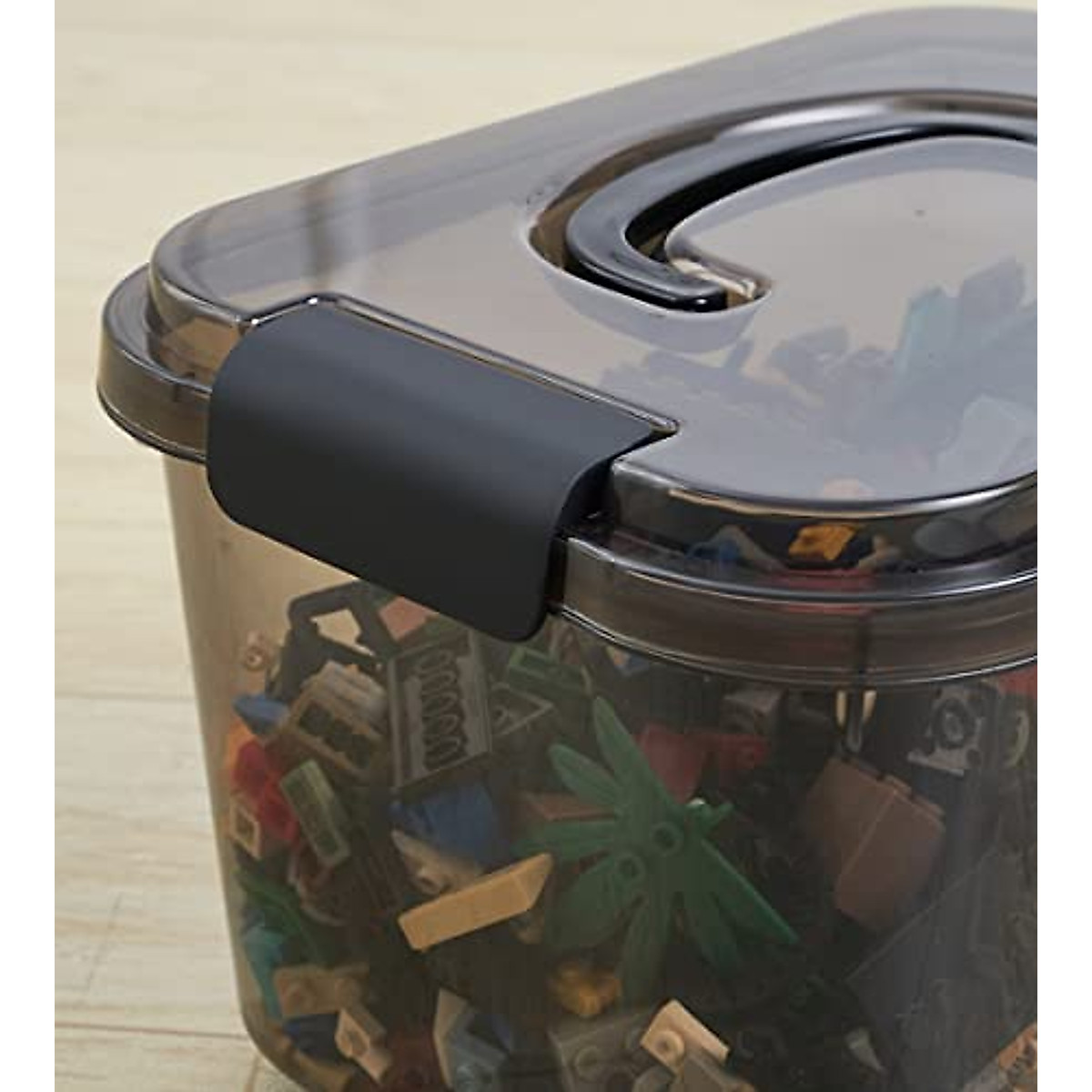 ZHENFAN 5.5 Quart Black Clear Storage Latch Box/Bin with Lids, 5 Liter Plastic Organize Bins with Handle, 6-Pack