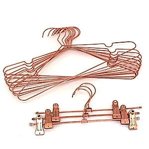10Pack Koobay 17" Rose Shiny Copper Clothes Wire Hanging Hangers for Shirts Coat Storage & Displayetal