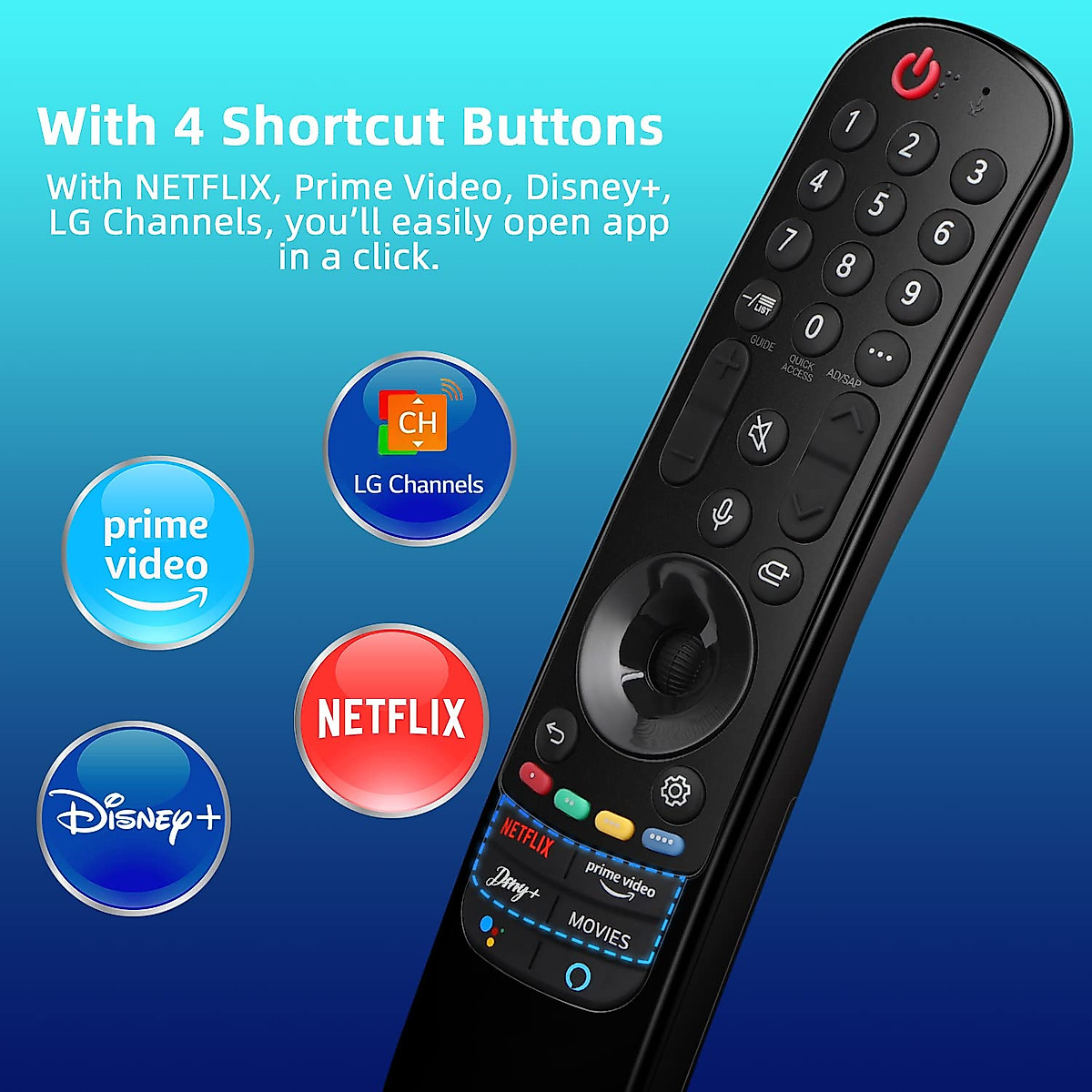 Gvirtue Voice Remote AN-MR21GA for 2021 LG-Magic-Remote, Replacement for LG UHD OLED QNED NanoCell 4K 8K Smart TV, with Pointer and Voice Function