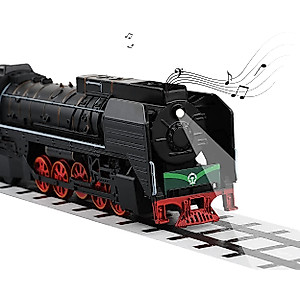 DS. DISTINCTIVE STYLE 1:87 Alloy Steam Locomotive Traction Engine Trains Toy Model with Music Light (Black)