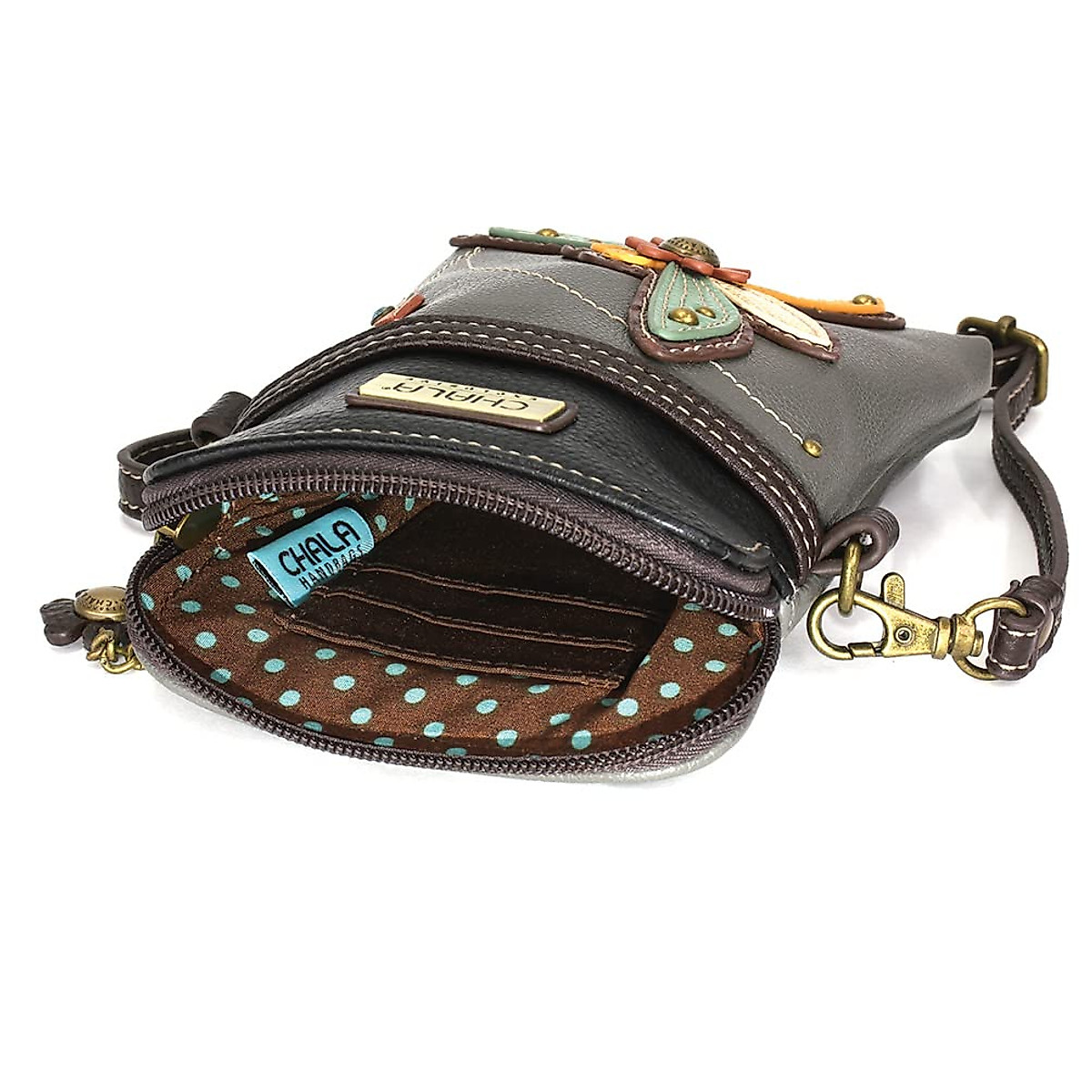 Chala Group Dragonfly Cellphone Crossbody Handbag - Convertable Strap (Grey_ Dragonfly)