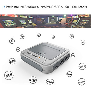 DIKDOC Video Game Console Emulator Console Arcade Emulator Kids Retro Game Console Pre-Install 41,000 Games ROM HDMI Output 128G Mini Portable Support NES/N64/PS1/Sega Console
