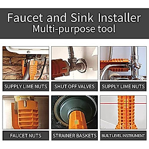 SMOOTHCLUE Faucet and Sink Wrench,Multi-purpose Faucet Wrench Tool,Basin Wrench Plumbing Tools with Gradienter For Plumbers And Homeowners