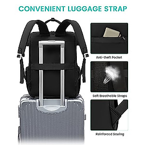 LOVEVOOK Laptop Backpack for Women,15.6 Inch College Backpack,Light Weight Travel Backpack Waterproof Casual Daypack Computer Backpack fits Travel Work Casual（15.6 inch,Black&Beige）