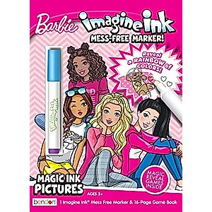 Bendon Barbie Mattel 16 Page Imagine Ink Coloring Book with 1 Mess Free Marker 49749