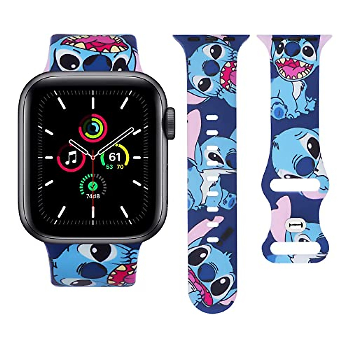 OCTT Compatible with Apple Watch Bands 38mm 40mm 41mm 42mm 44mm 45mm 49mm, Silicone Cartoon Design Pattern Printed Sport Wristbands for iWatch Series SE 8 7 6 5 4 3 2 1