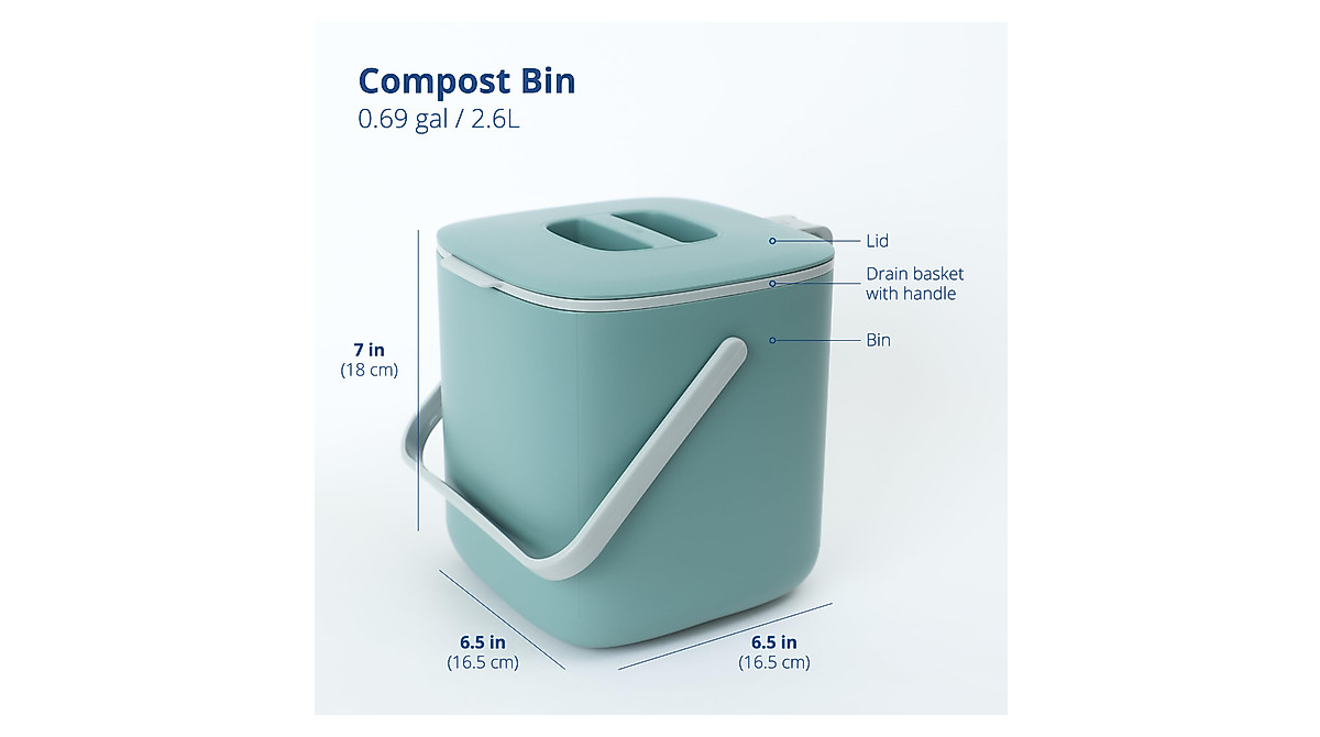 BLUE GINKGO Kitchen Compost Bin 0.69 Gal - Easy Clean Food Waste Bin