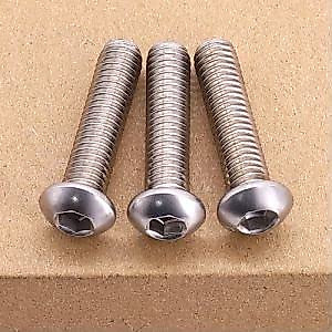 1/4"-20 x 3/4" Stainless Steel Button Head Socket Cap Screws with Hex Locknuts and Flat Washers, 304 Stainless Steel, Full Thread, Coarse Thread, 15 Sets