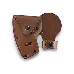 CRKT Freyr Axe: Outdoor Axe, Forged Carbon Steel Blade, and Hickory Wooden Handle 2746 & CRKT Freyr Axe Sheath: Full Grained Leather, Multiple Snaps, Belt Loops, for Use with CRKT 2746 D2746