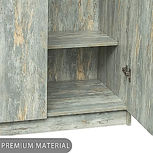 RIDFY 65" Bedroom Armoires,High Wardrobe with Clothing Rod,Large Storage Wardrobe Cabinet with 2 Doors,Kitchen Cabinet for Office, Home,Grey(65" H x 31.5" W x 20" D)