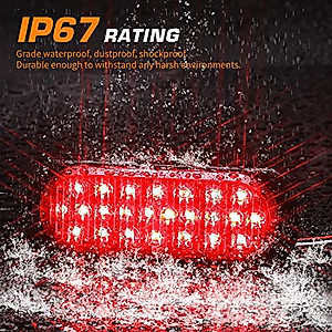 LINKITOM Oval Aluminum Housing Ultra Slim Trailer Lights, 24-LED Brake Turn Signal Side Marker Tail Lights for Boat Trailer Truck RV[Surface Mount] [DOT Certified] [IP67]