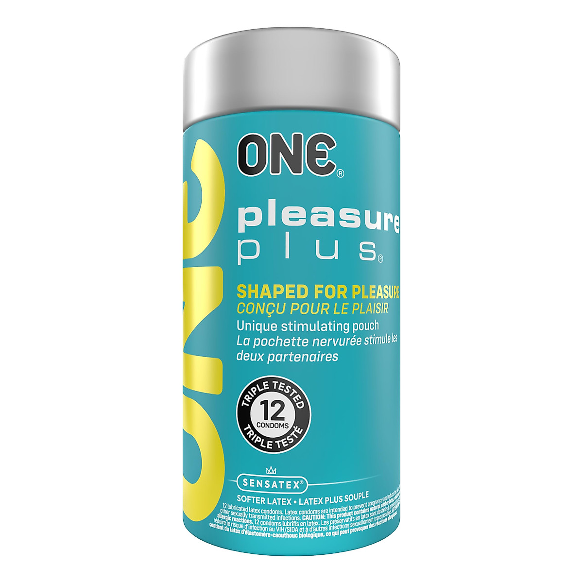 ONE Pleasure Plus Condoms | Dual Stimulation | Ultra Thin Latex Condoms | Extra Lubricated | Triple Tested | Nontoxic, Vegan, Non-GMO | 12 Pack