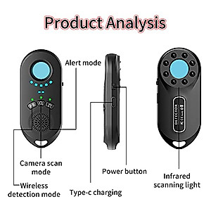 ERSZOO Hidden Camera Detector Device Mini Anti Spy Camera Finder,GPS Detector,RF Signal Scanner Device Detector for GPS Tracker, Personal Emergency Safe Sound Alarm Device