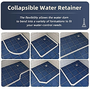 (Upgraded) 3” High Shower Threshold Water Dam 67 Inch Collapsible Shower Barrier Water Barrier Shower Water Stopper Shower Water Guard Dry and Wet Separation for Bathroom Kitchen and More(5.6ft)