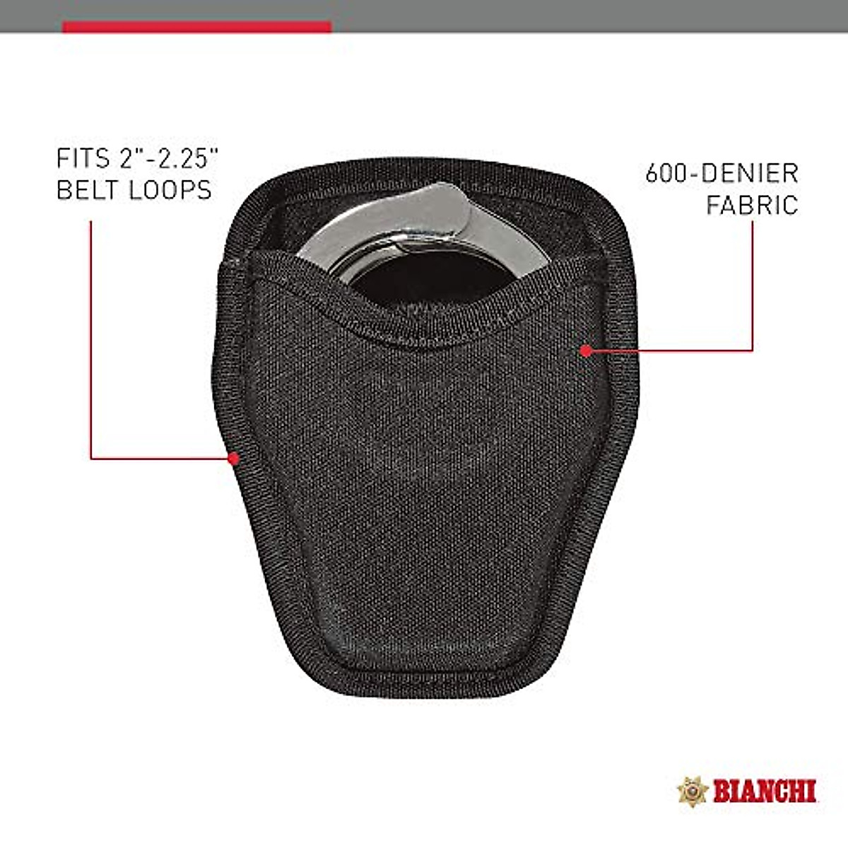 Bianchi Accumold 8034 Open Top Cuff Case, Fits Standard Handcuffs - Black