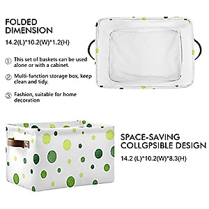 xigua Collapsible Storage Basket Green Peas Shelf Baskets with Handles for Houseroom / Children’s Room / Closet, 14.2（L）x 10.2（W）x 8.3（H）, 1 PC