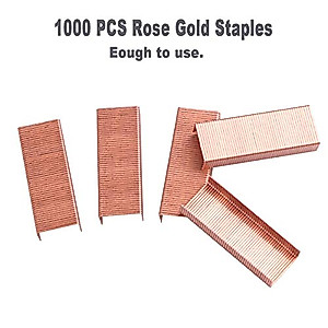 Rose Gold Desk Accessory Kit - Set of Acrylic Desktop Stapler, Staple Remover, Tape Dispenser, Staples and 10 Pieces Blinder Clips for Home School Office Supplies Stationery Desk Supplies