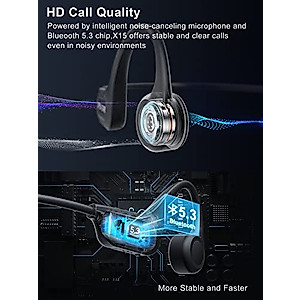 Siniffo Upgraded Bone Conduction Headphones Wireless Bluetooth 5.3 Open Ear Sports Earphones with Mic, Sweat Resistant Headset for Workout, Running, Gym, Hiking, Driving, Cycling, Climbing