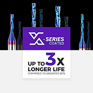 ZahyoX Upcut Spiral CNC Bit, Nano Coated Solid Carbide Straight Router Bit, 1/8" Cutting Dia, 1/4" Shank, 7/8" Cutting Length, 2-1/2" Overall Length, CNC Router Bits, CNC End Mill